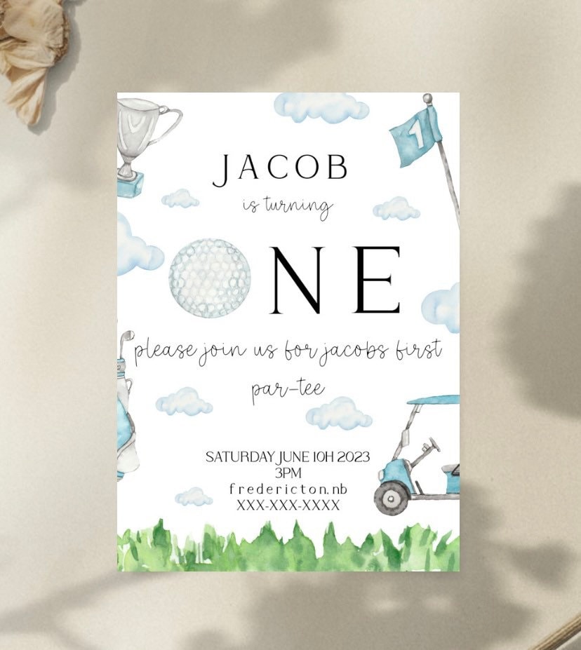 First Birthday Golf Theme Invitation Editable and Printable - Etsy