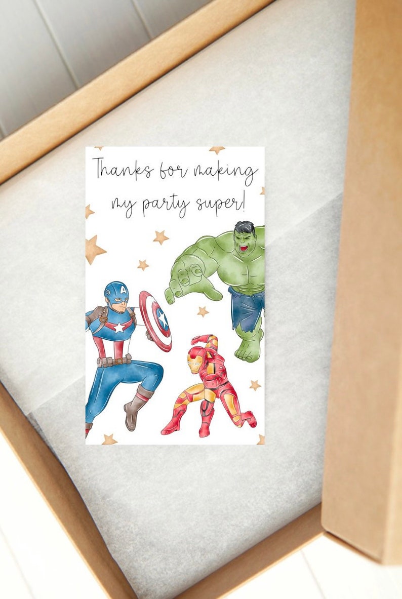 Superhero Digital Birthday Thank You Tag, Marvel Birthday Favour ...