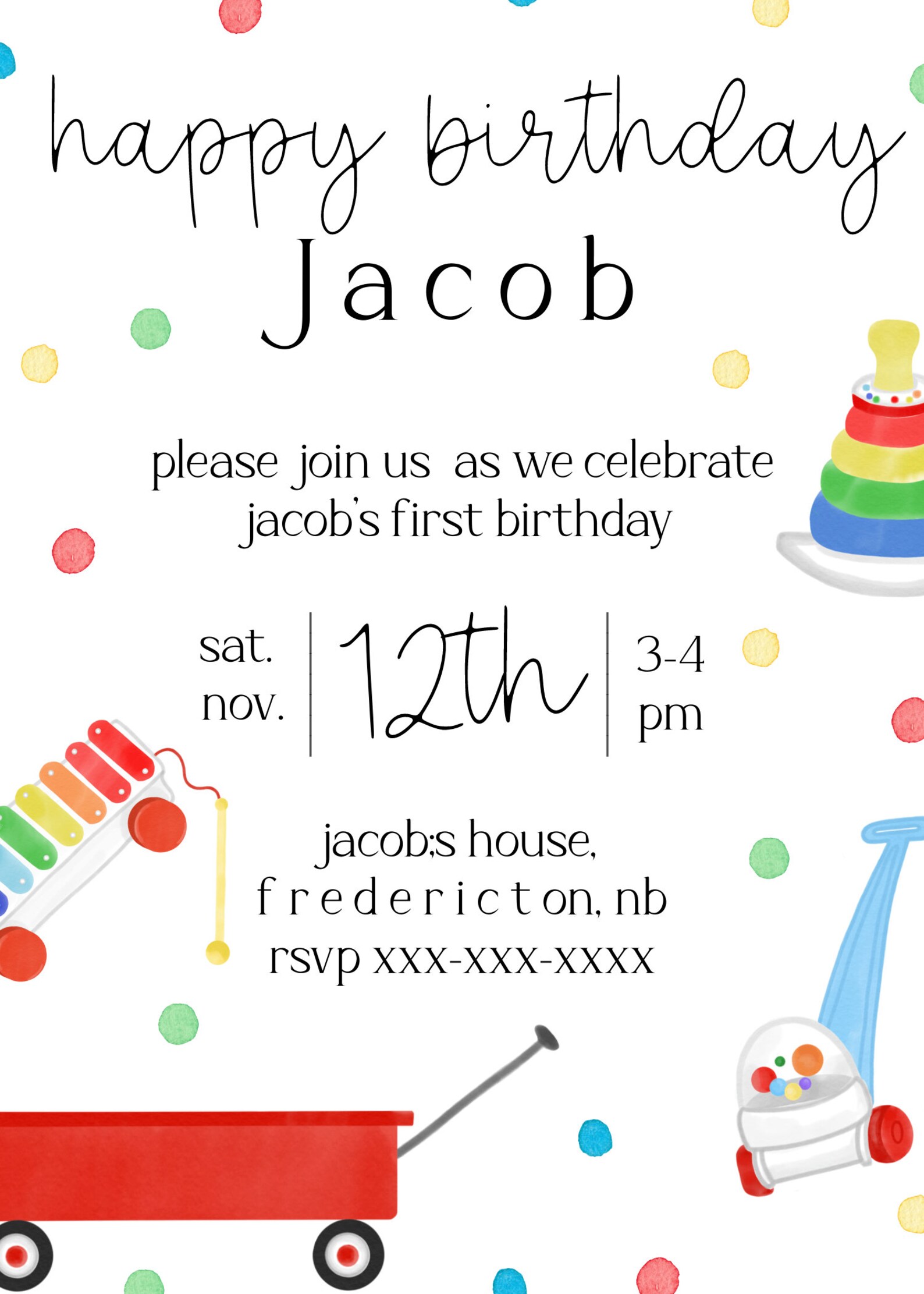Fisher Price Inspired Birthday Invitation, First Birthday Invitation ...