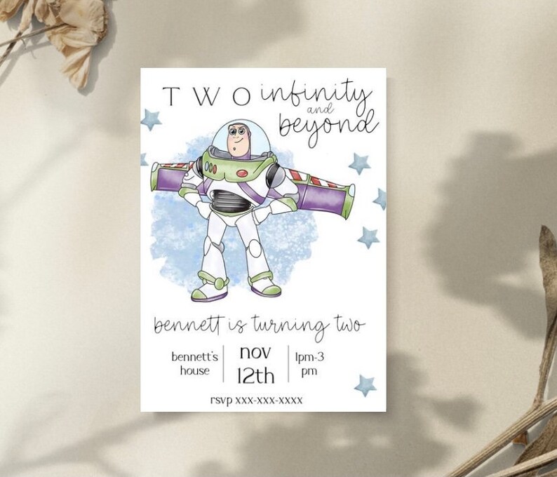 Buzz Lightyear Birthday Invitation, Toy Story Birthday Invite, Two ...