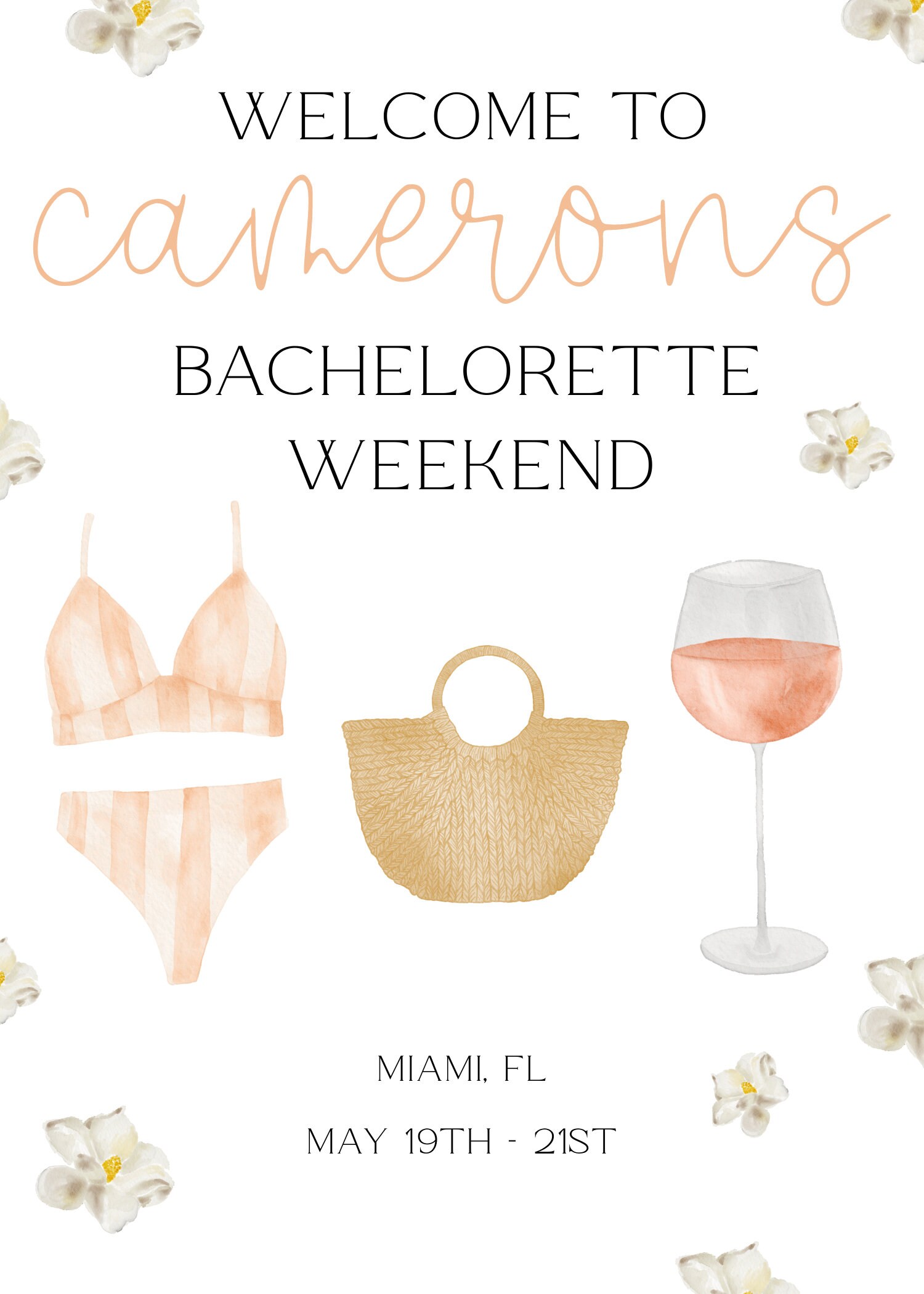 Miami Bachelorette Welcome Sign, Beach Bachelorette Sign, Beach Hens ...