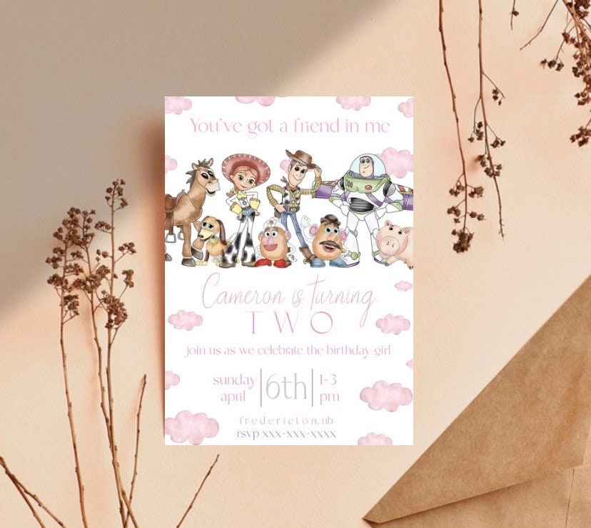 Pink Toy Story Inspired Birthday Invite Editable Printable - Etsy