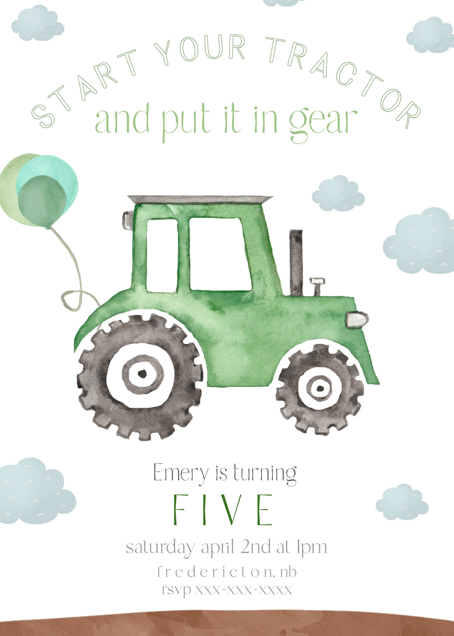 Tractor Birthday Party Invite, Farm Tractor Party, John Deer Birthday ...