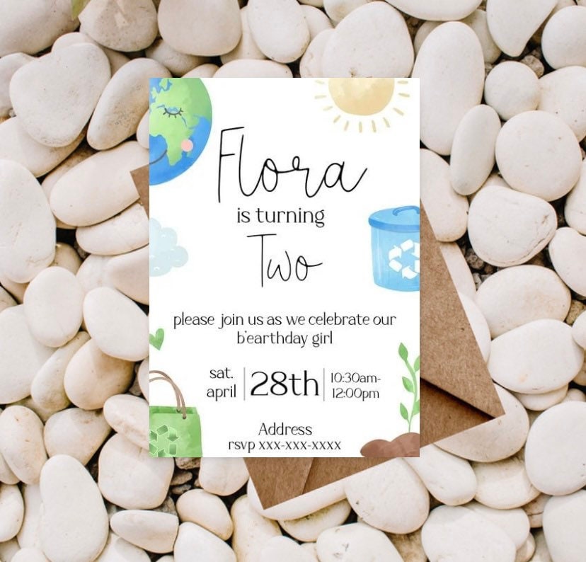 Earth Day Invitation, Earth Day Birthday Invite, Bearthday Theme ...