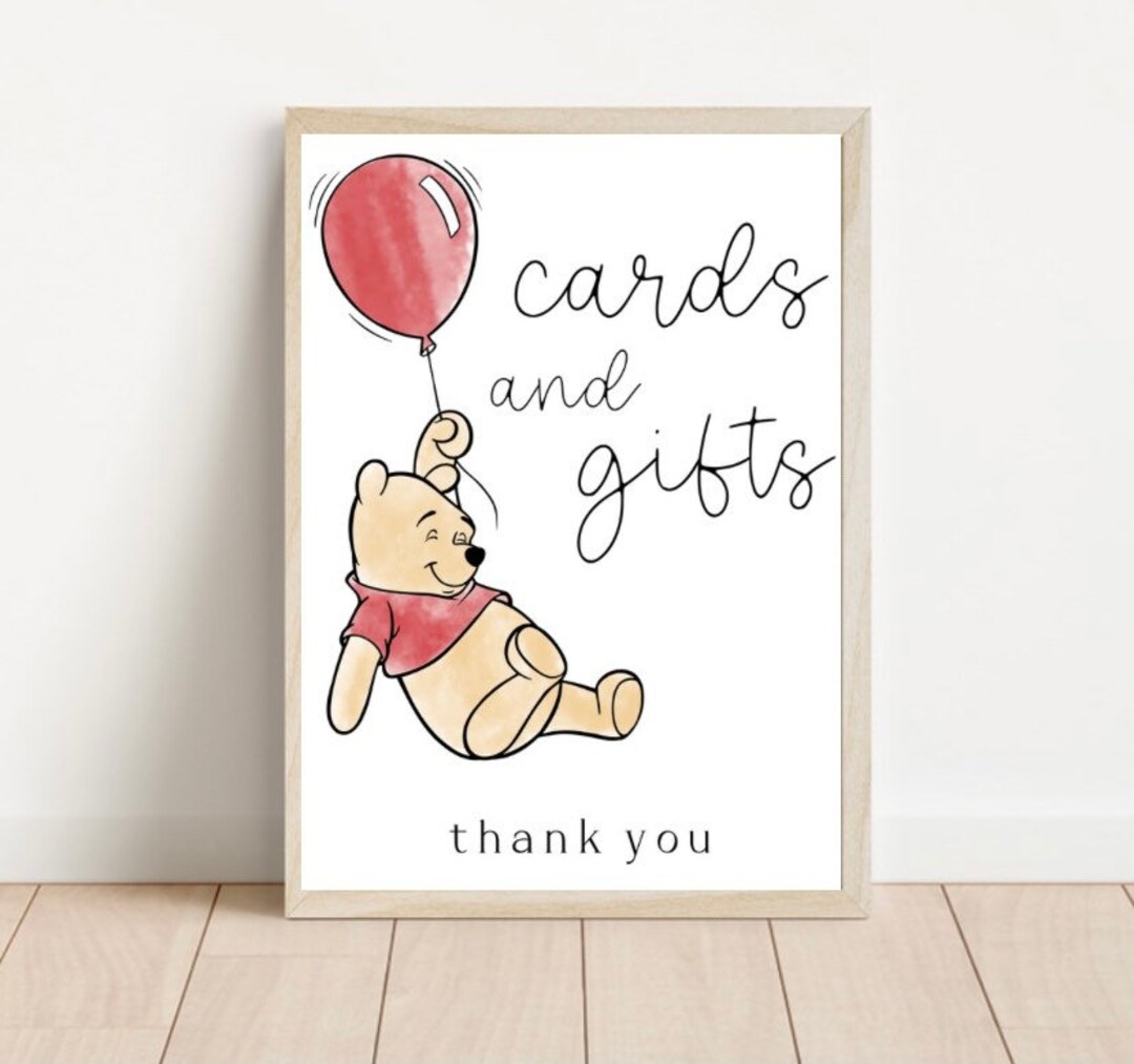 Winnie the Pooh Cards and Gifts Sign, Bear, Editable Welcome Sign ...