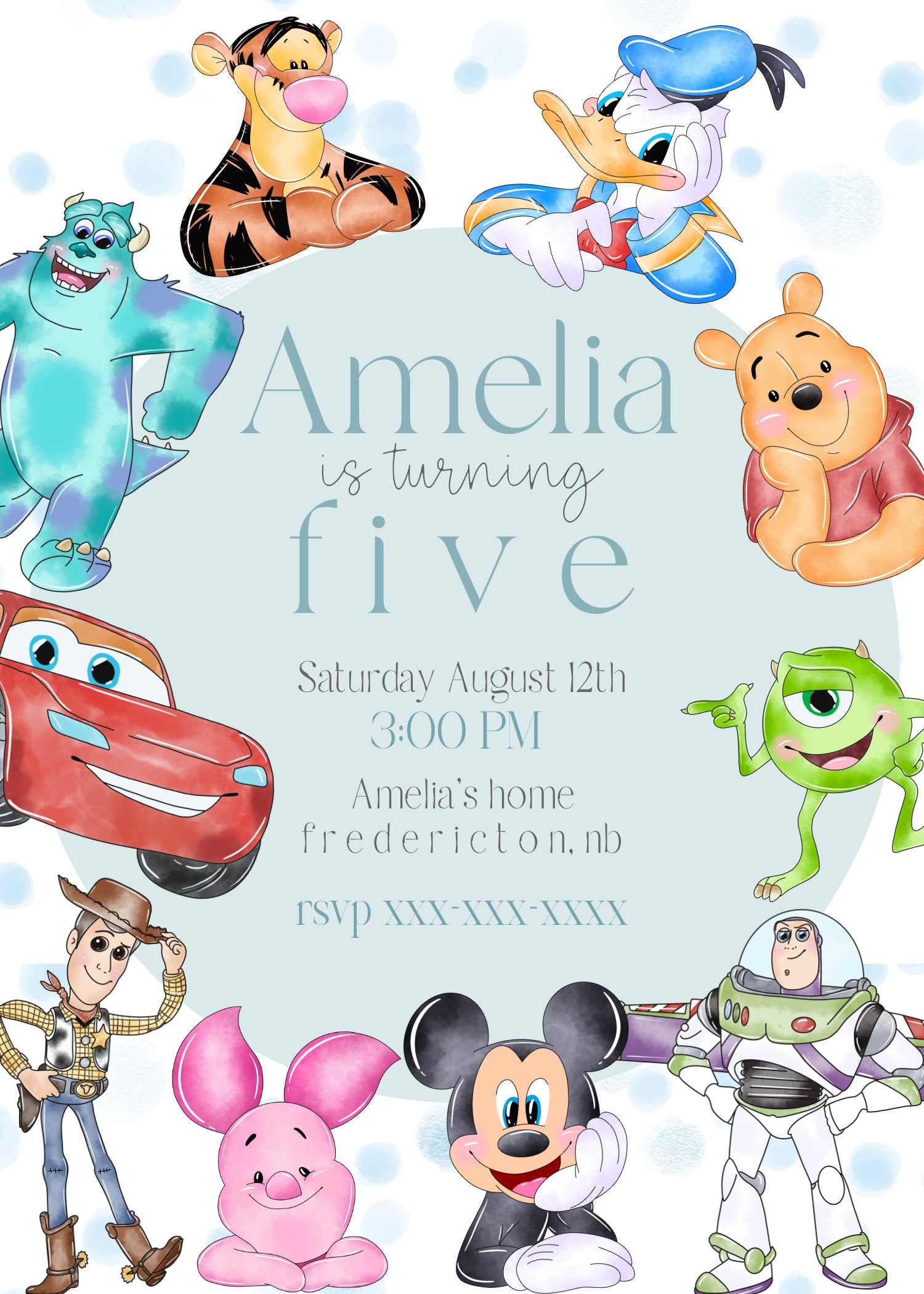 Disney Birthday Invitation, Disney Theme Invite, Monsters Inc, Toy ...