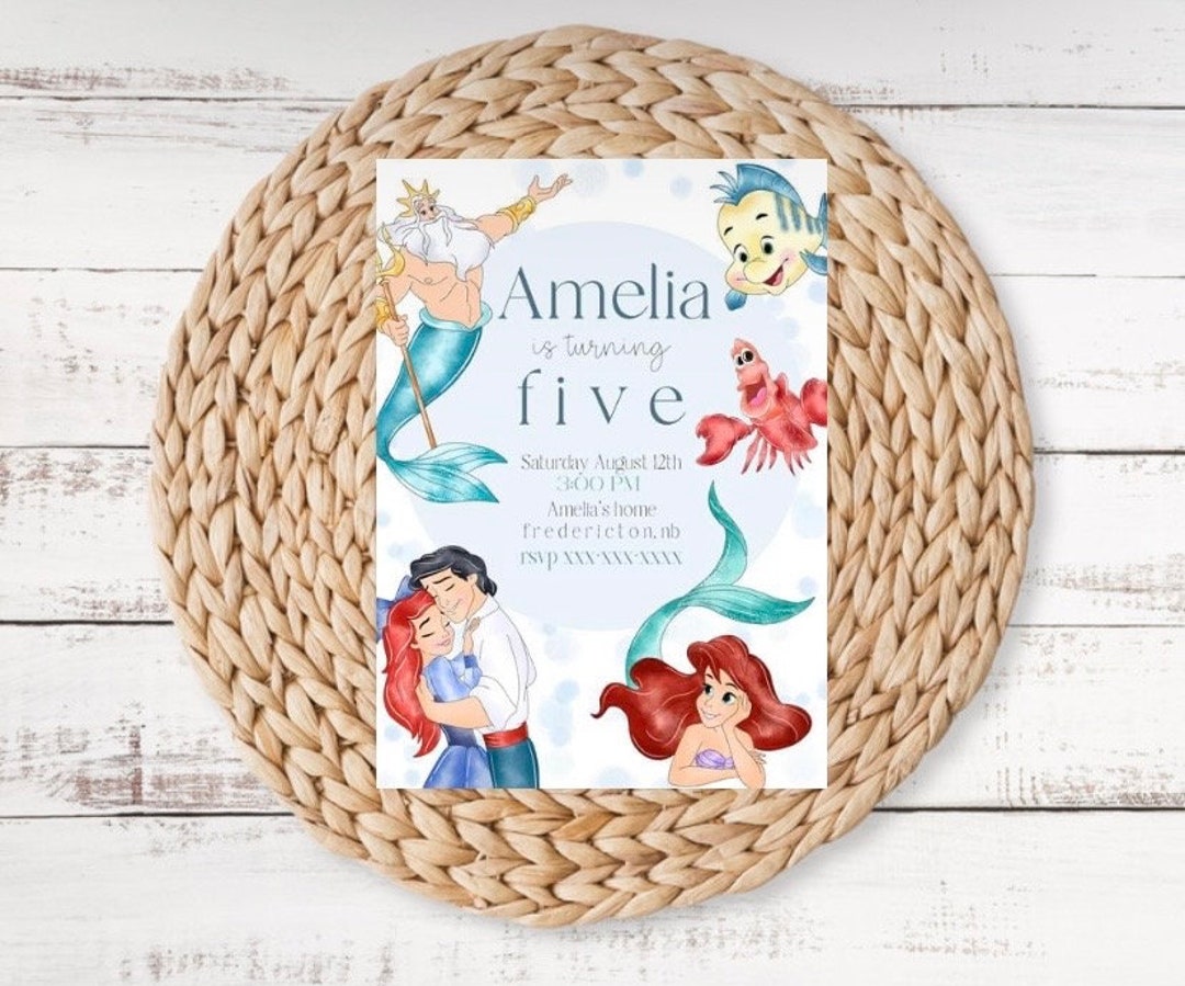 Disney Princess Birthday Invitation, the Little Mermaid Party Invite ...
