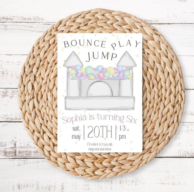 Watercolor Bouncy Castle Invitation, Bounce House Invitation, Modern ...