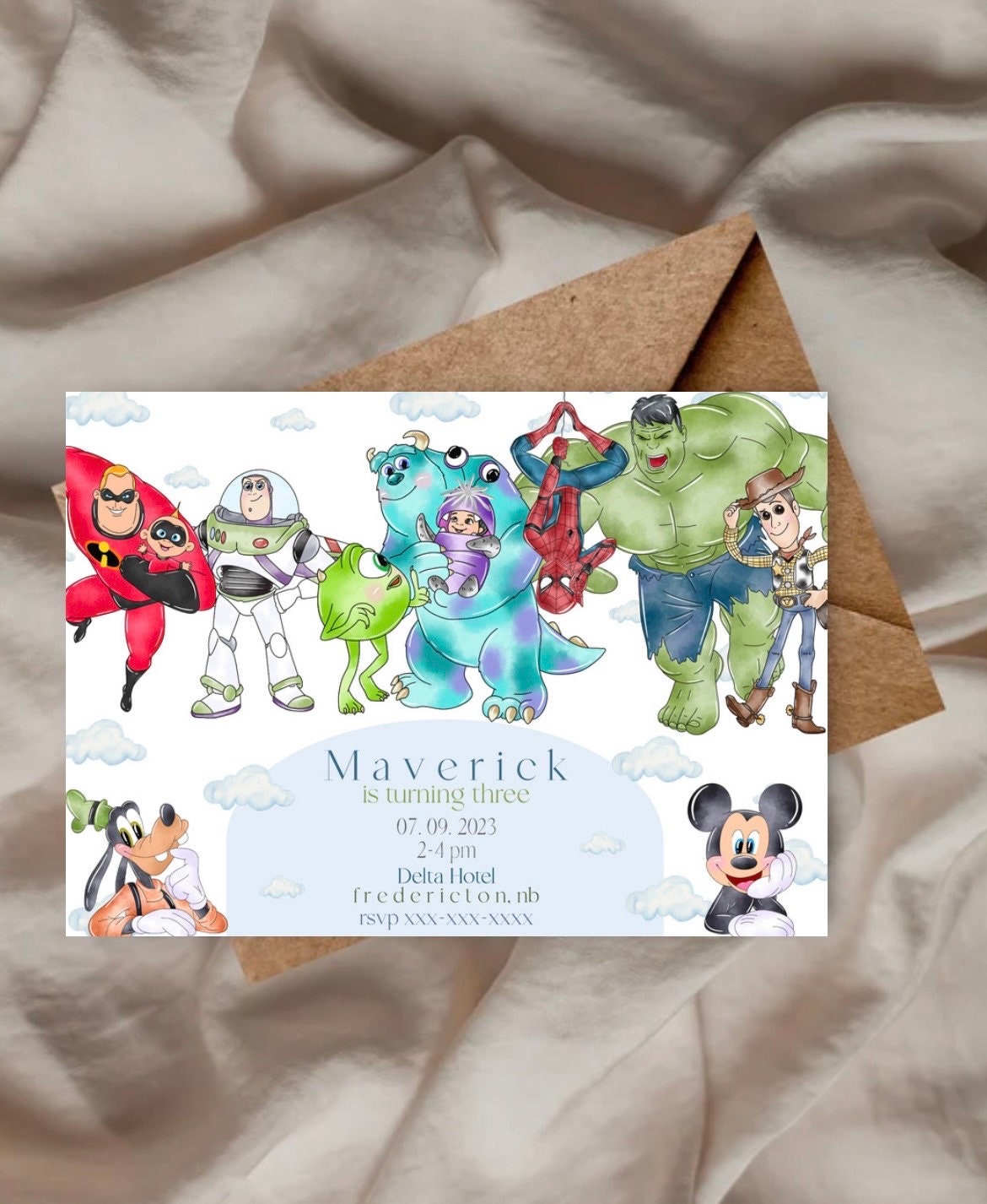 Disney Birthday Invitation, Disney Theme Invite, Monsters Inc, Toy ...
