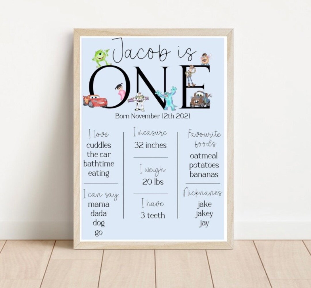 Disney Milestone Chart, About Me Sign, First Birthday Milestone Chart ...