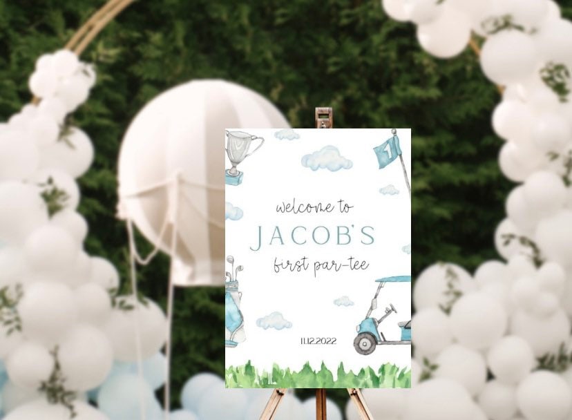 Golf Theme Welcome Sign, First Partee Sign, First Birthday Party Sign ...