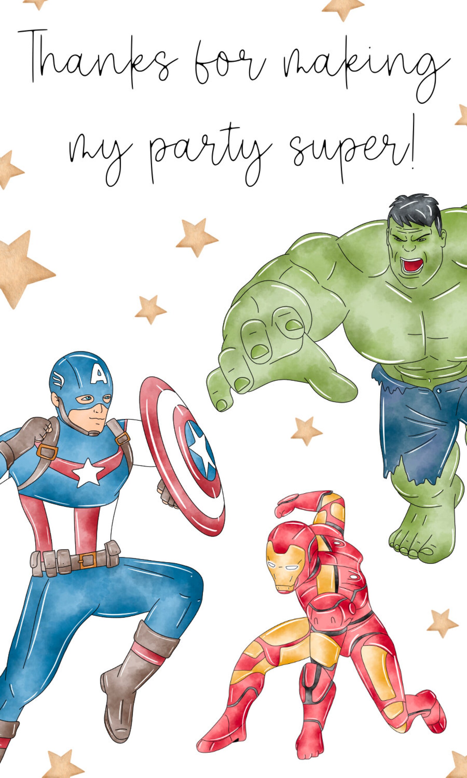 Superhero Digital Birthday Thank You Tag, Marvel Birthday Favour ...