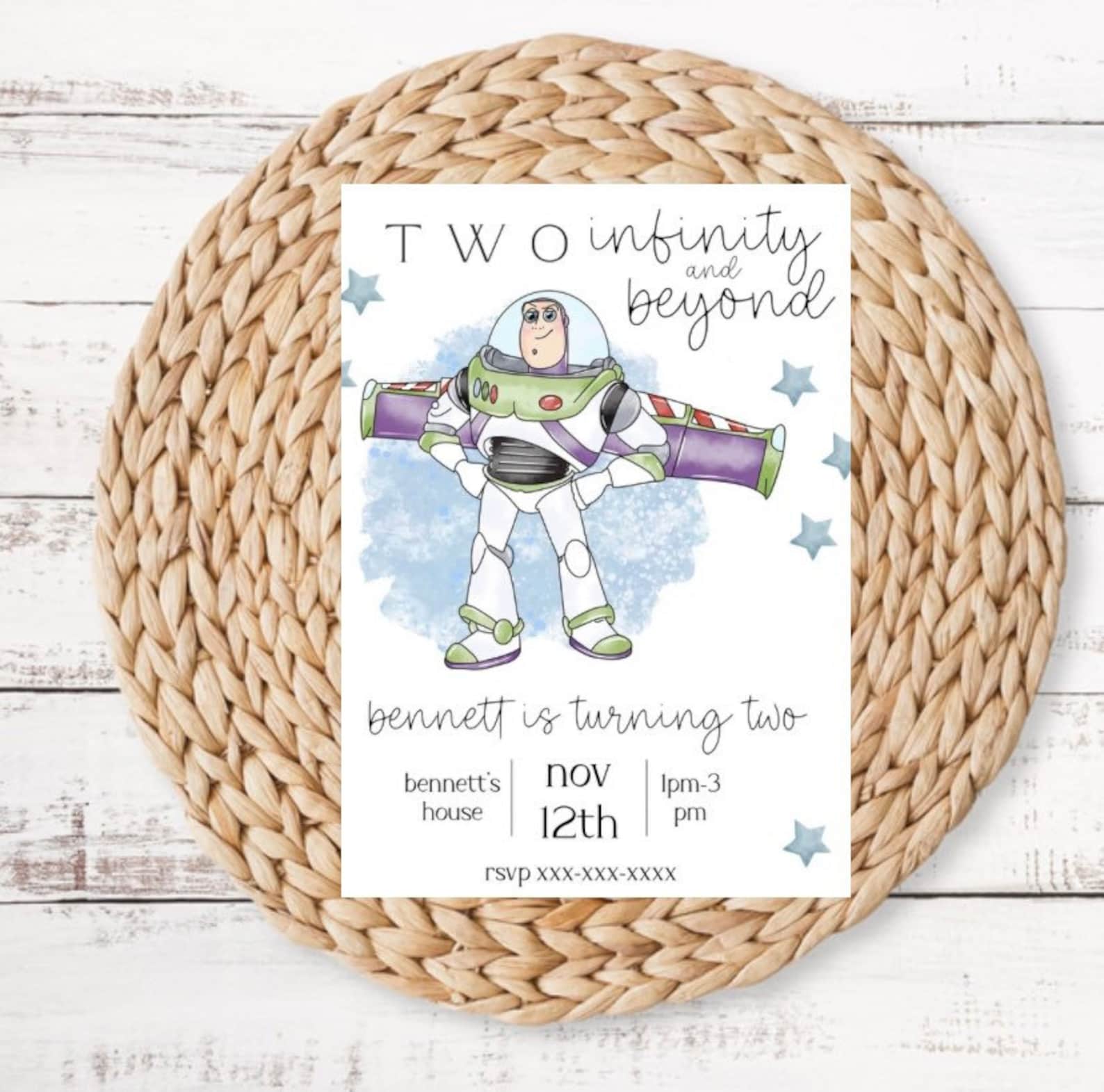 Buzz Lightyear Birthday Invitation, Toy Story Birthday Invite, Two ...