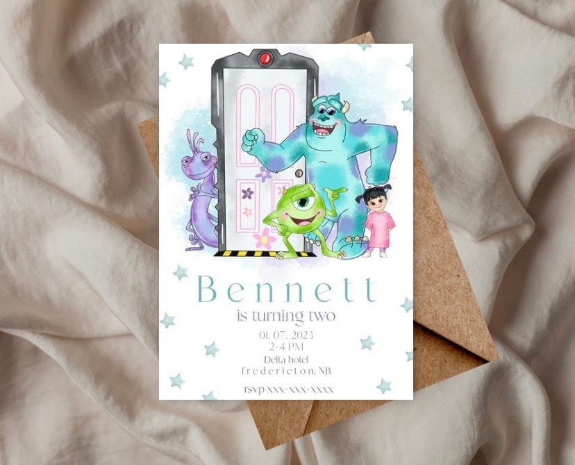 Monsters Inc Inspired Birthday Invitation, Sully Mike and Boo, Disney ...