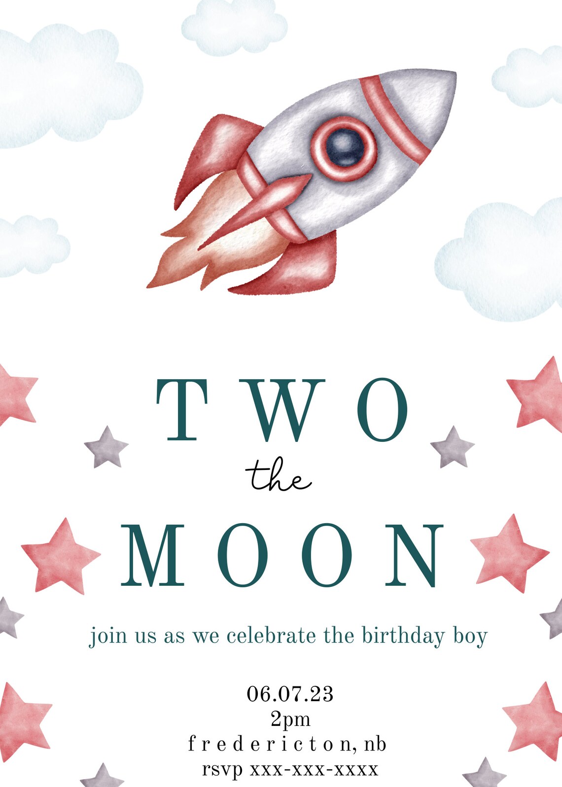 Two the Moon Birthday Invitation Second Birthday Party - Etsy