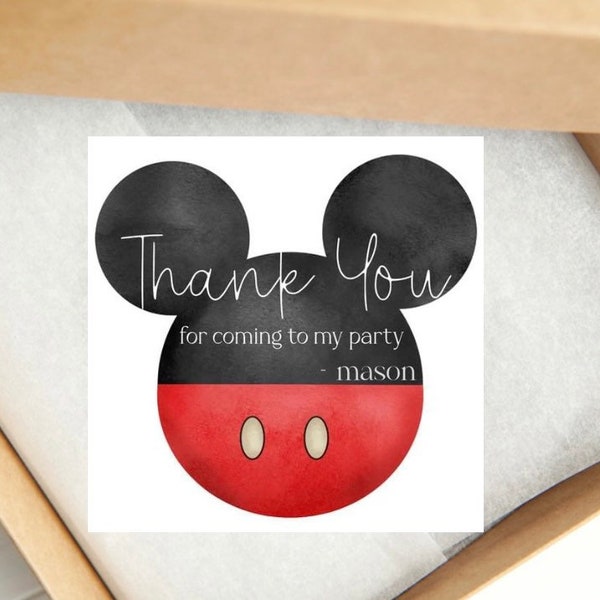 Mickey Mouse Thank You Tag Sticker - Etsy