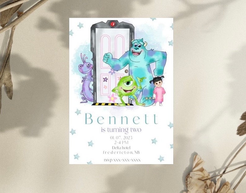 Monsters Inc Inspired Birthday Invitation, Sully Mike and Boo, Disney ...