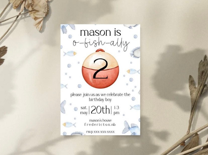Fishing Birthday Invitation Ofishally One Fish Theme Party - Etsy