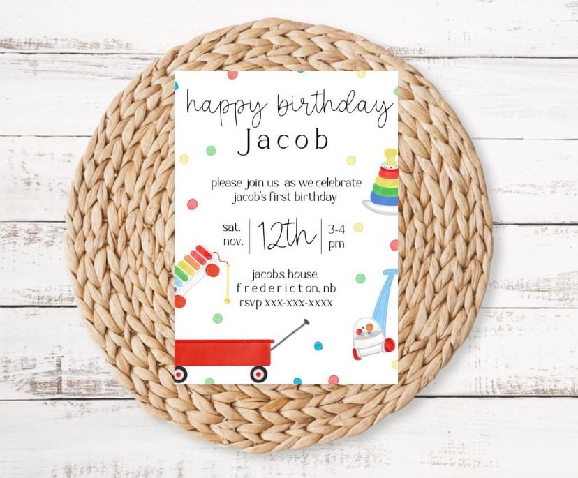 Fisher Price Inspired Birthday Invitation, First Birthday Invitation ...