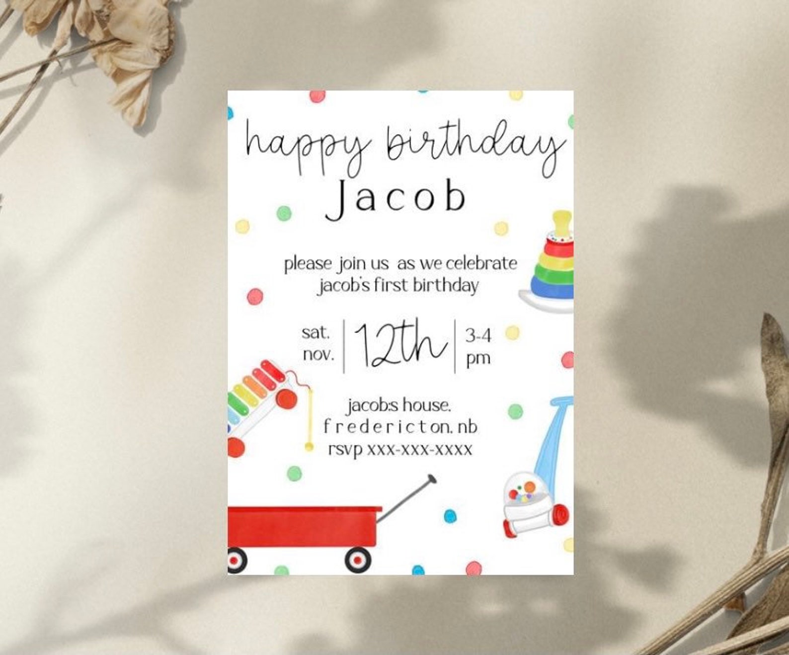 Fisher Price Inspired Birthday Invitation, First Birthday Invitation ...