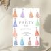 Party Hat Digital Birthday Invitation, Birthday Party Editable and ...