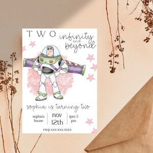 Pink Buzz Lightyear Inspired Invitation, Toy Story Birthday Invite, Two ...