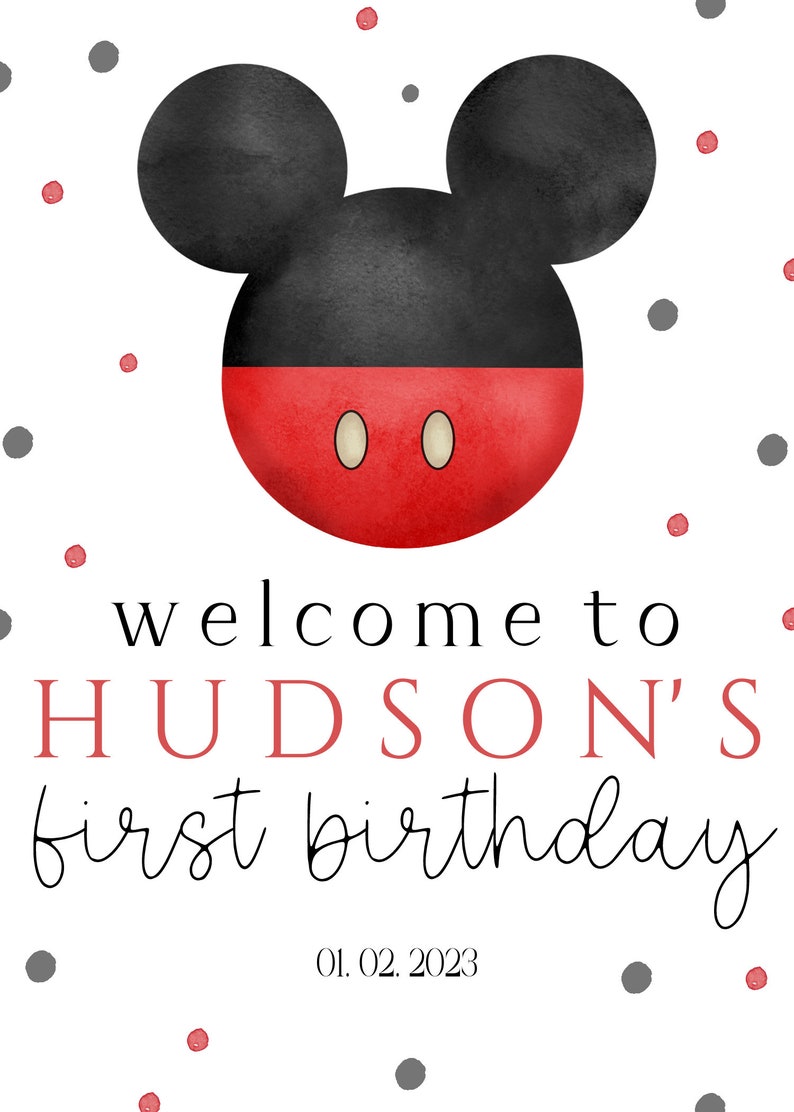 Mickey Mouse Party Theme Welcome Sign Disney Theme Birthday - Etsy