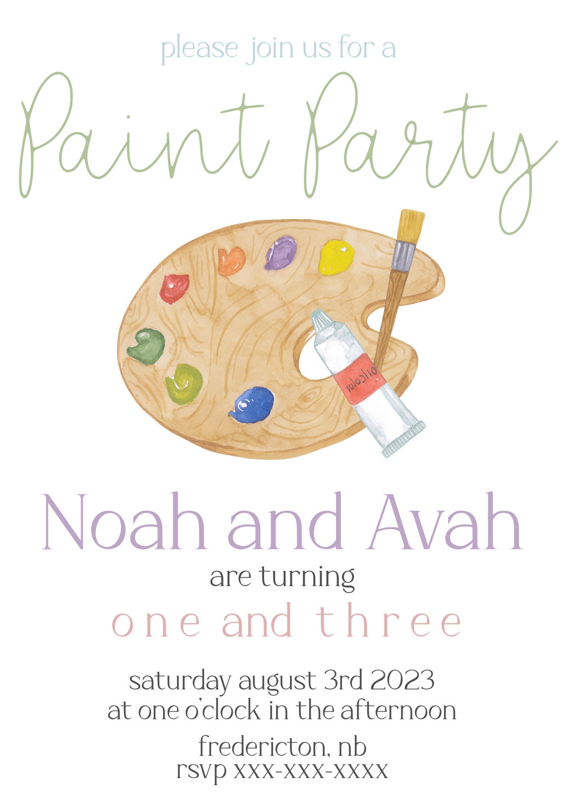 Paint Party Birthday Invitation, Paint Theme Birthday, Art Party ...