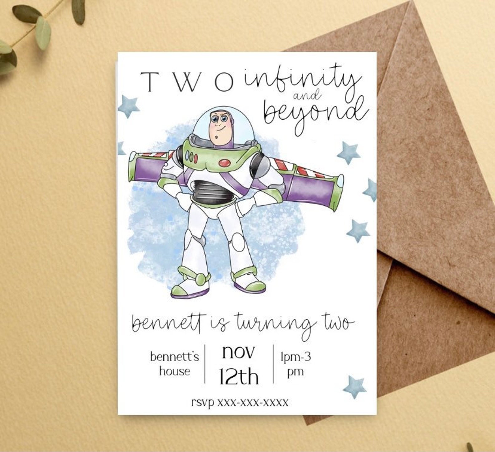Buzz Lightyear Birthday Invitation, Toy Story Birthday Invite, Two ...
