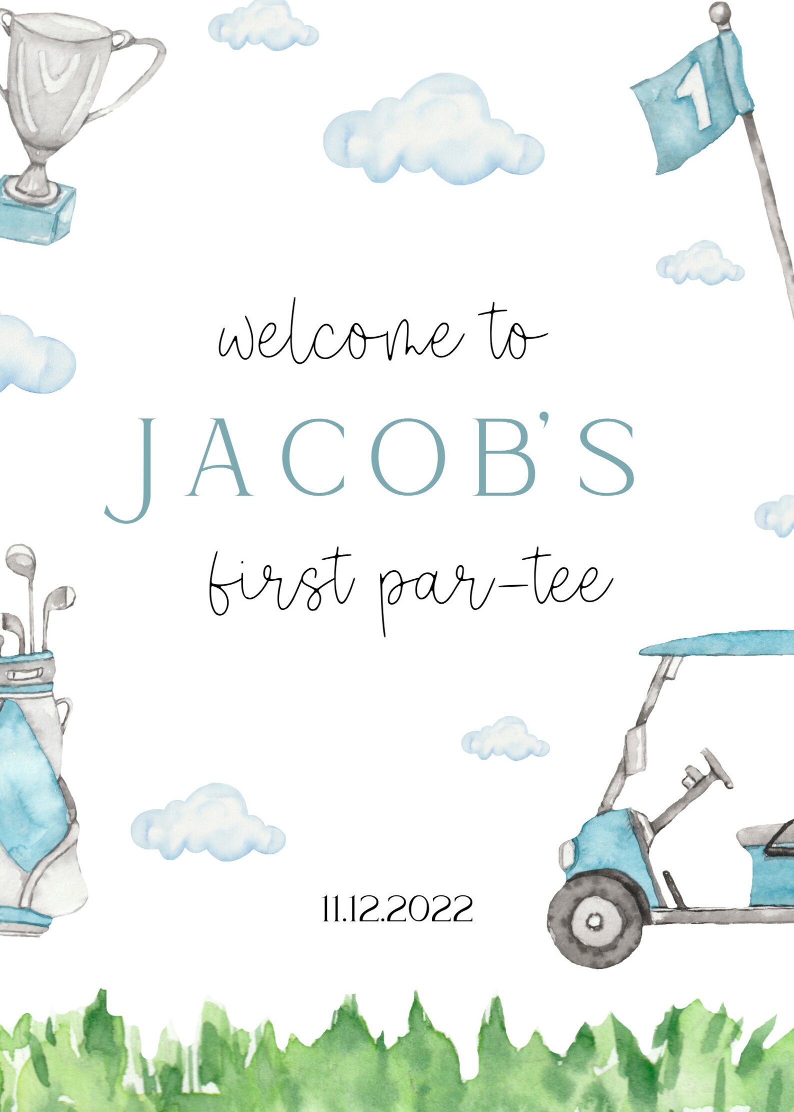 Golf Theme Welcome Sign, First Partee Sign, First Birthday Party Sign ...