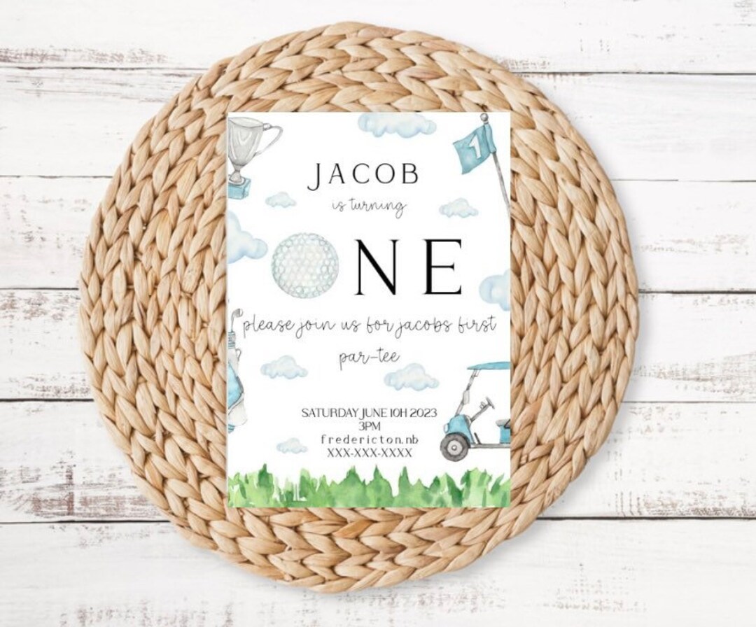 First Birthday Golf Theme Invitation, Editable and Printable Birthday ...