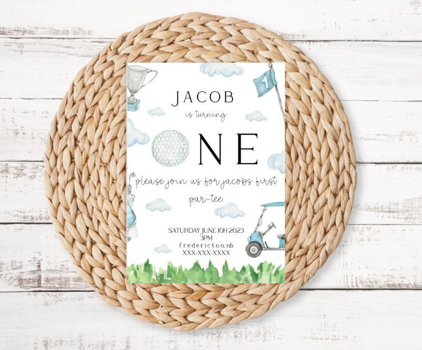 First Birthday Golf Theme Invitation Editable and Printable - Etsy