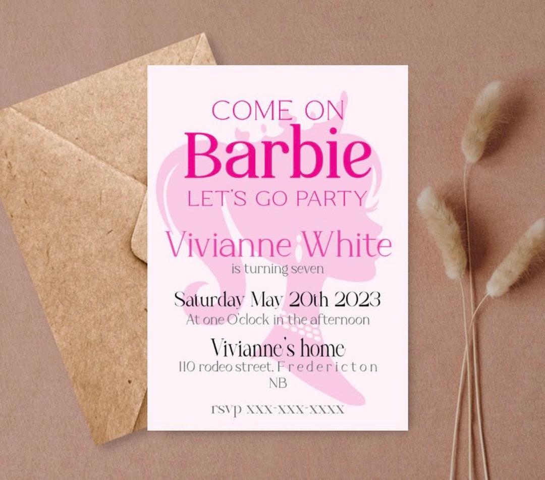 Barb Doll Themed Birthday Invitation Pink Doll Party Come on - Etsy