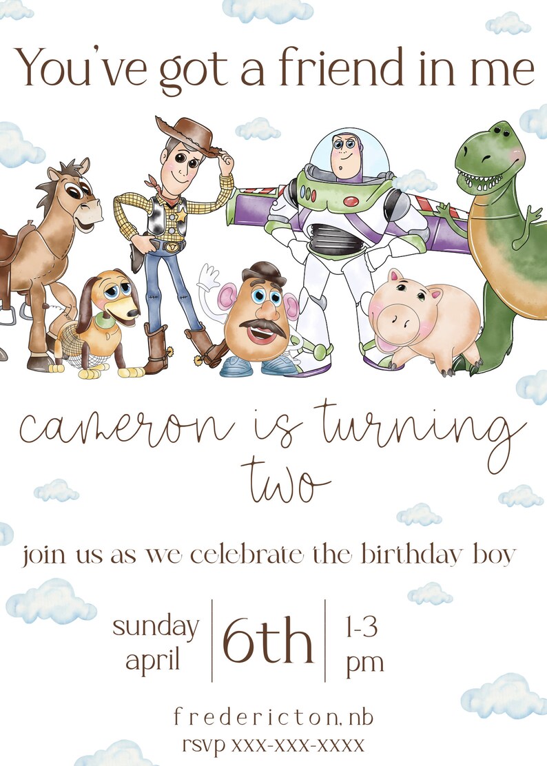 Toy Story Inspired Birthday Invite Editable Printable Digital - Etsy
