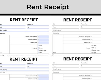 Rent Receipt Rent Receipt Forms Rent Receipt Template - Etsy