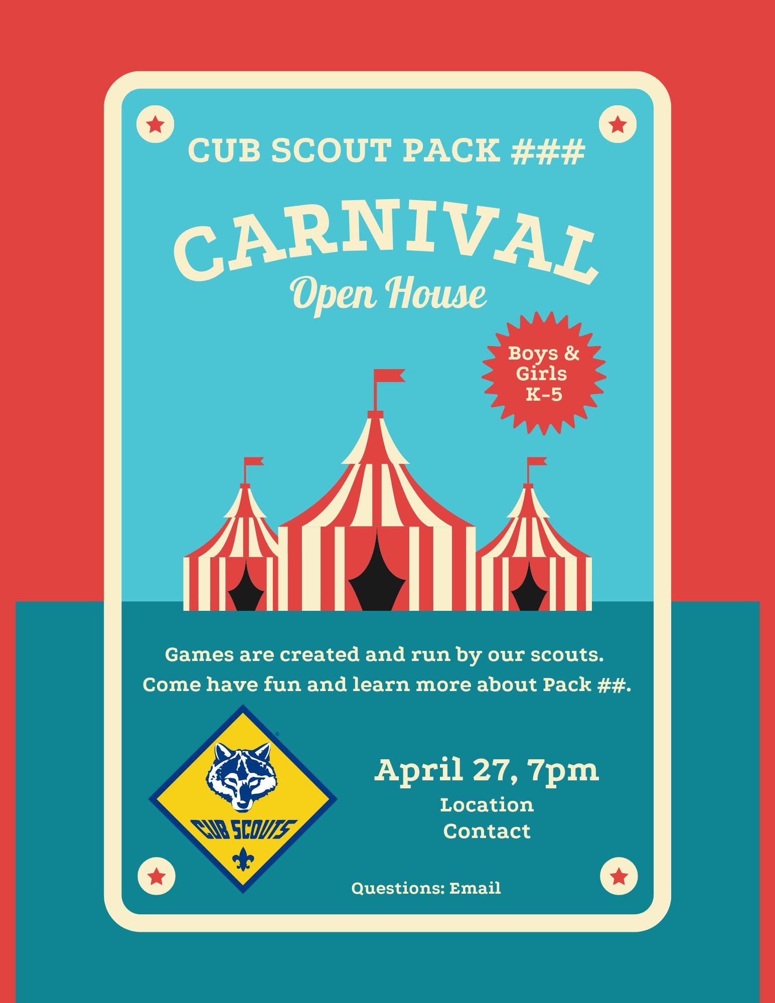 Cub Scout Carnival Flyer - Etsy