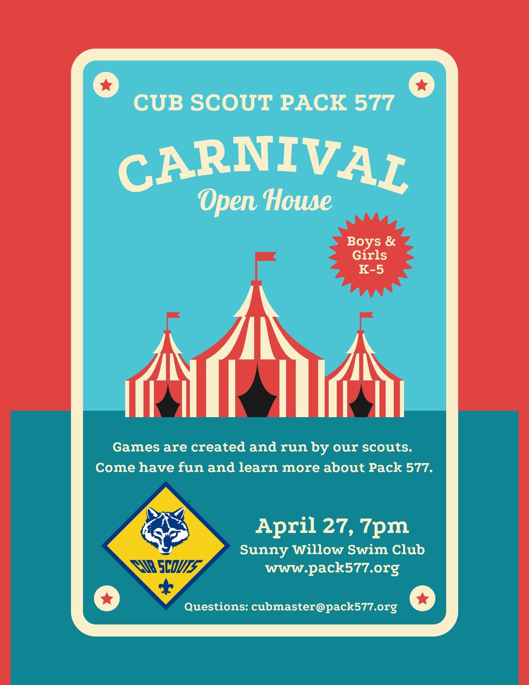 Cub Scout Carnival Flyer - Etsy