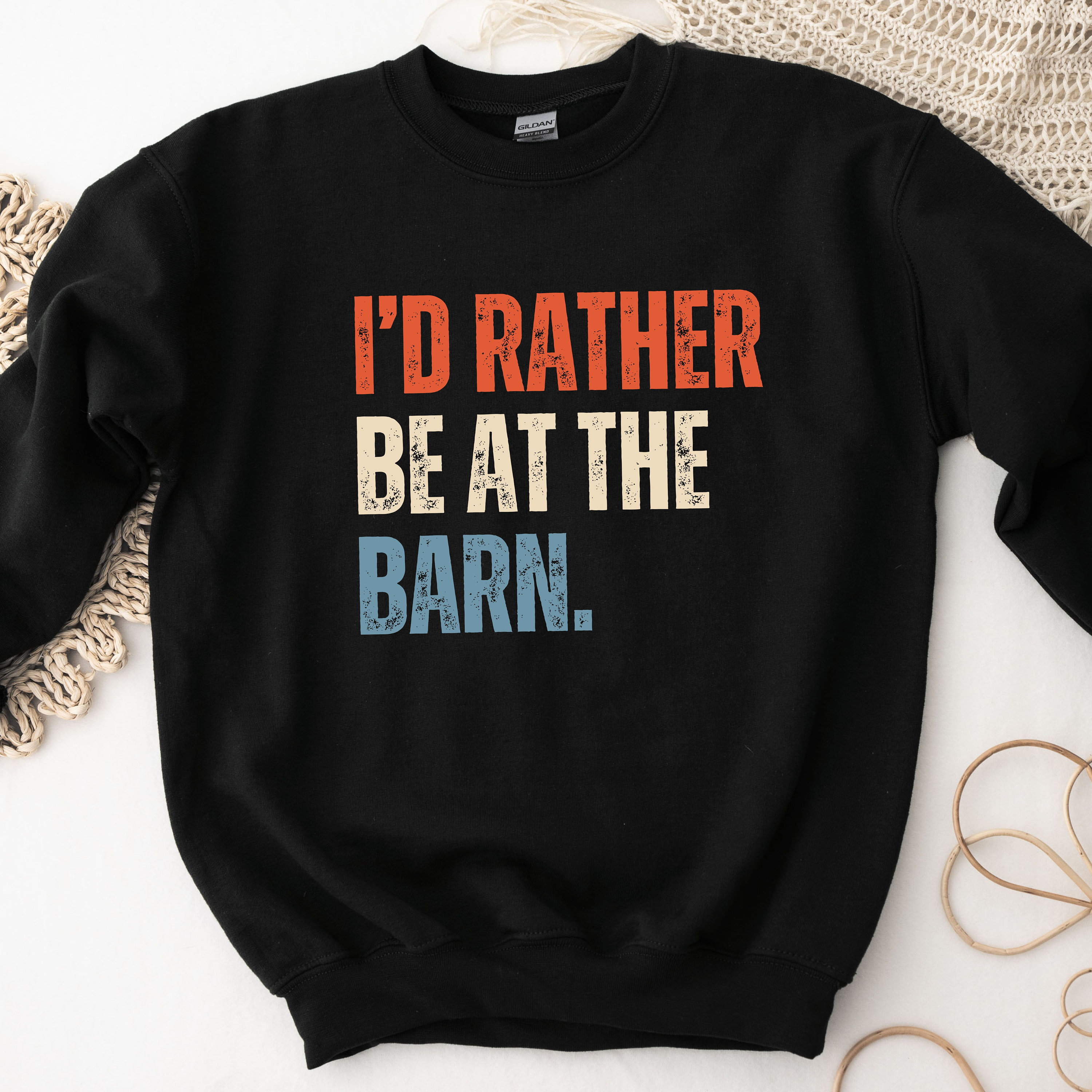 I'd Rather Be at the Barn Sweatshirt, Country Farm Girl Shirt, Retro ...