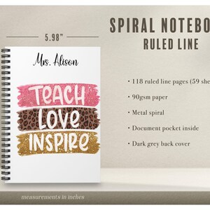 Custom Teacher Notebook Personalize Teacher Name Gift Teacher ...