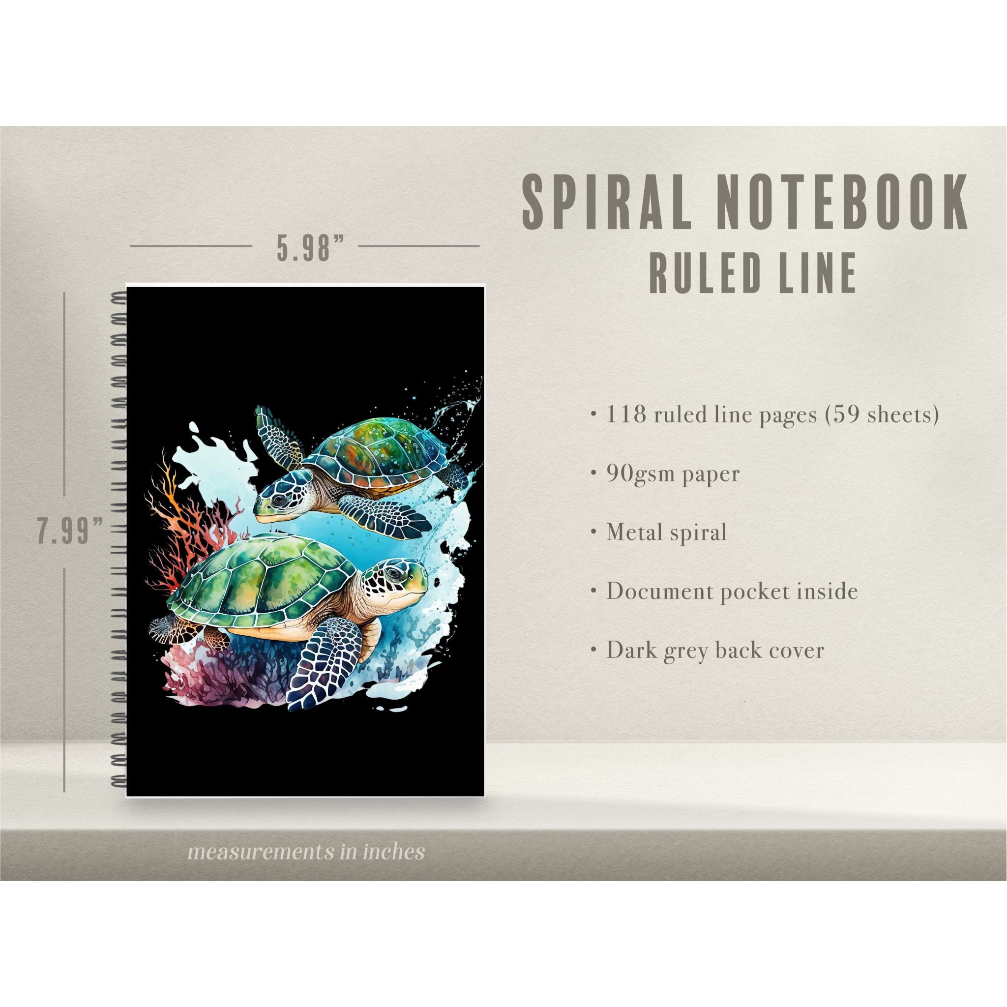 Sea Turtle Notebook, Turtle Lovers Gift, Save Sea Turtles, Sea Turtle ...