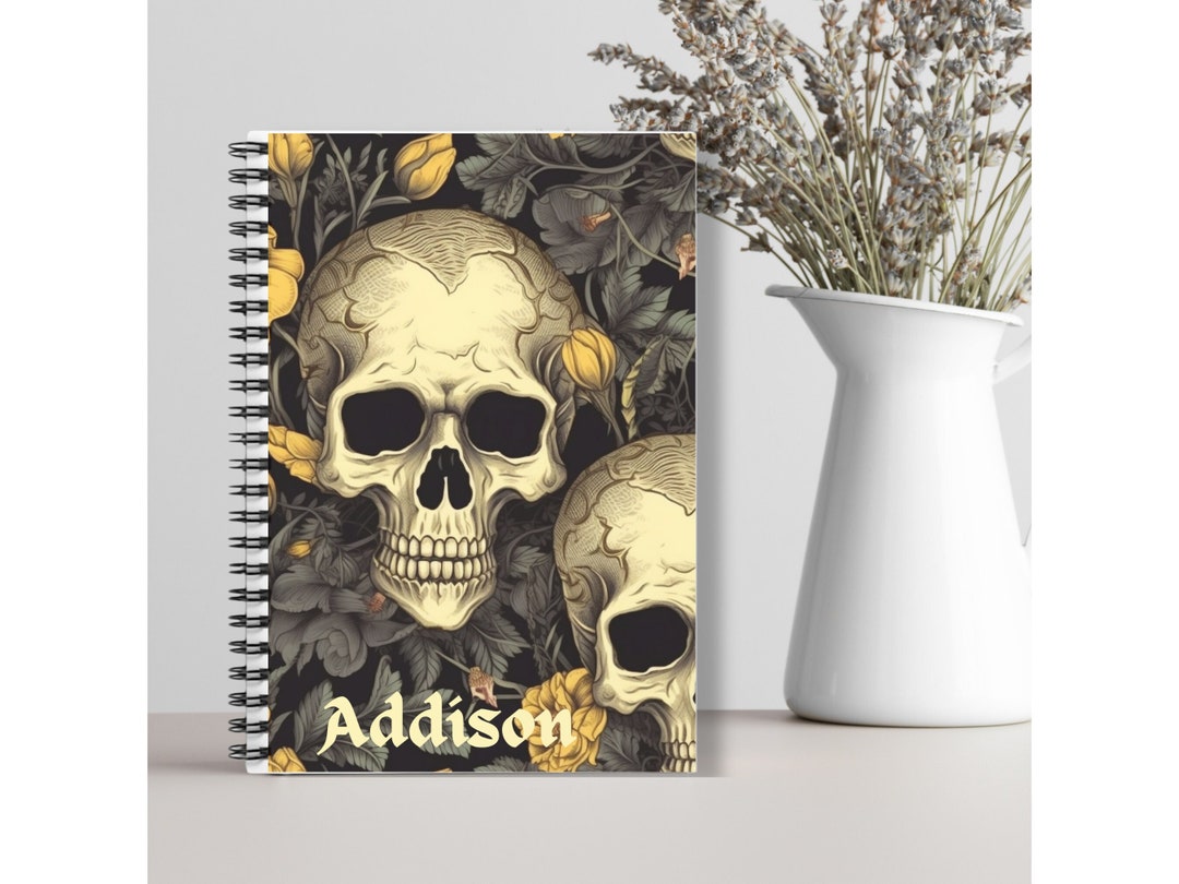 Personalized Skull Notebook Customize Skulls Flowers Gothic Notebook ...