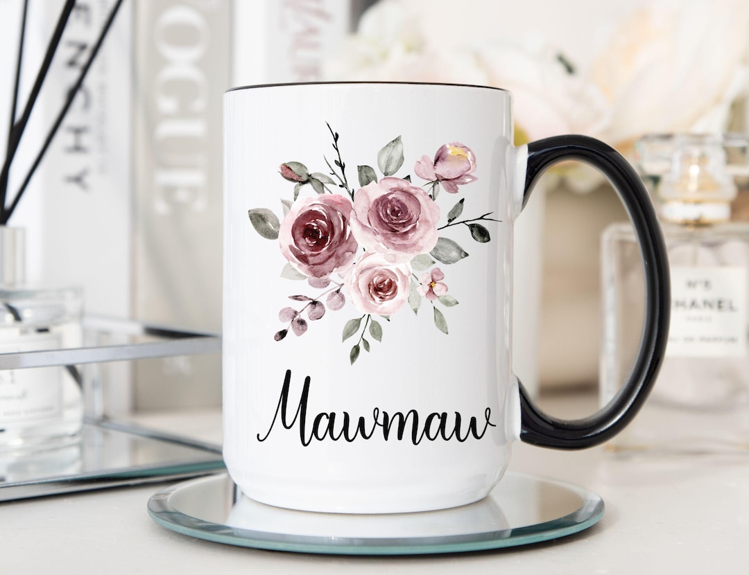 Watercolor Rose Mawmaw Coffee Mug, Floral Gift for Grandmother Pink ...