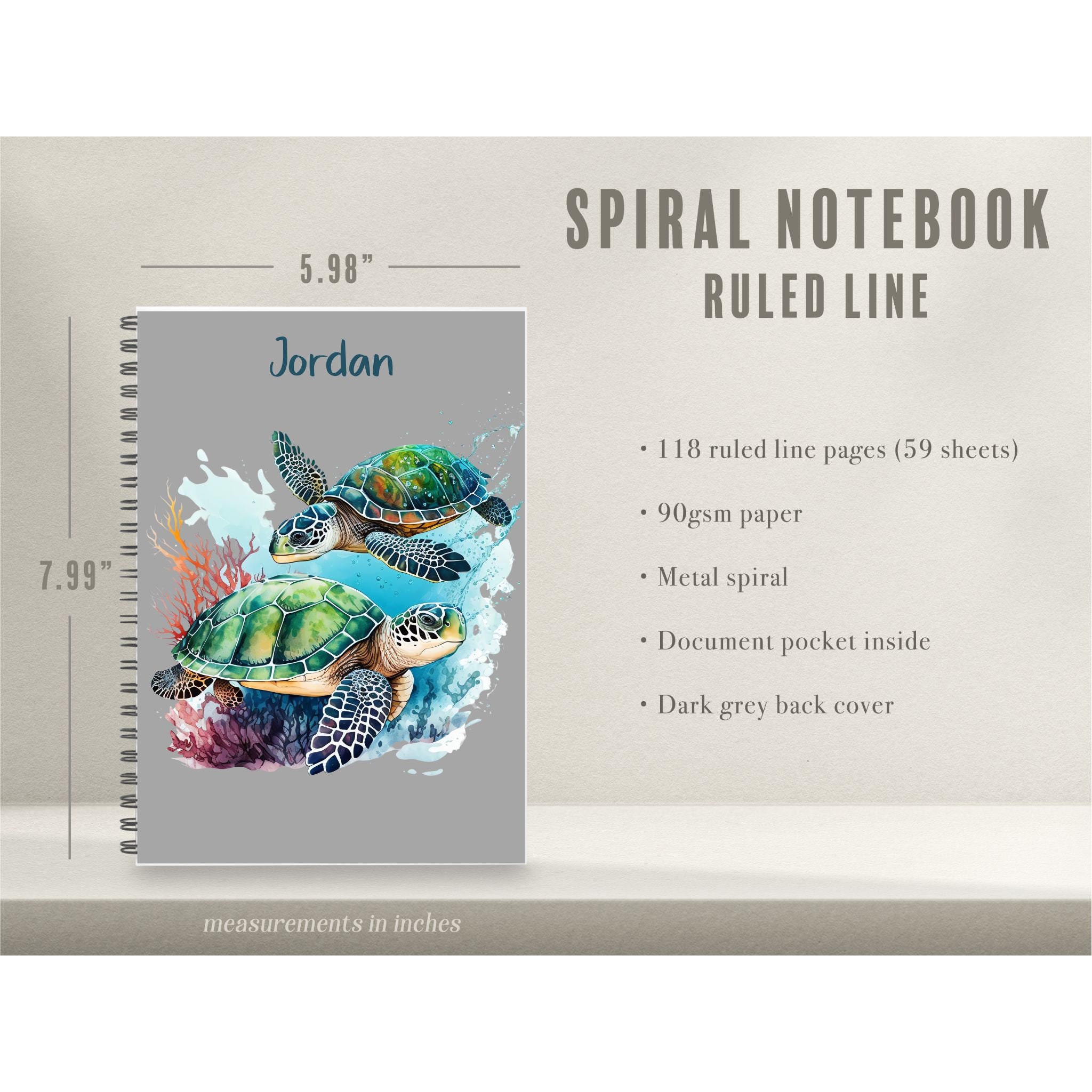 Sea Turtle Custom Notebook Personalize Turtle Lovers Gift, Save Sea ...