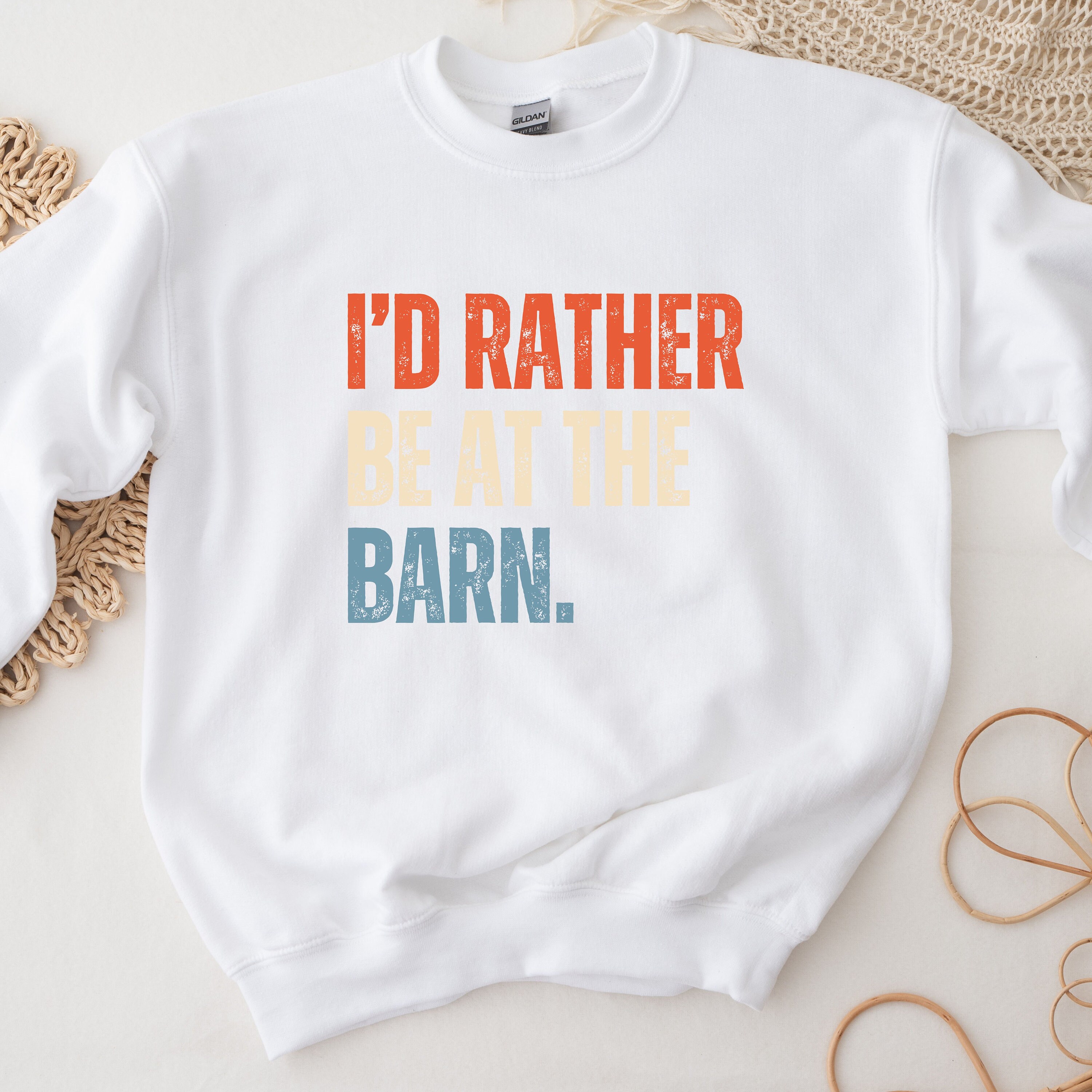 I'd Rather Be at the Barn Sweatshirt, Country Farm Girl Shirt, Retro ...