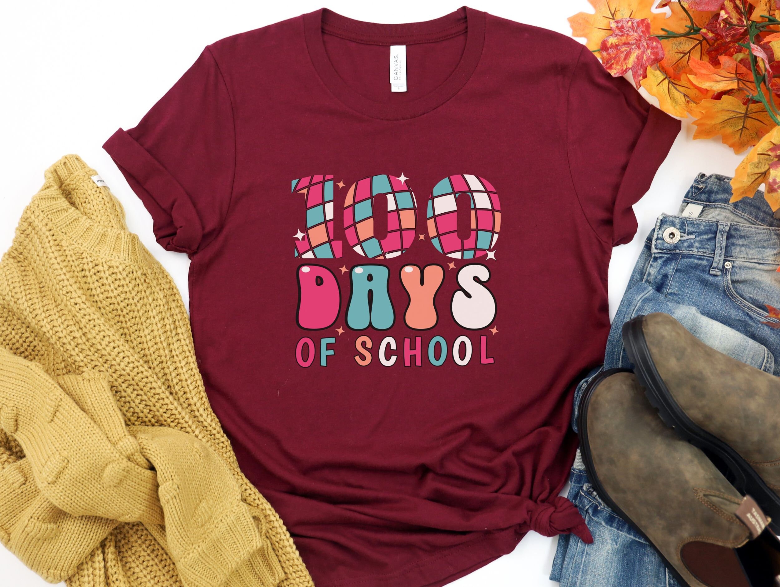 100 Days Of School Disco Ball Teacher T Shirt 100 Days Of School Retro