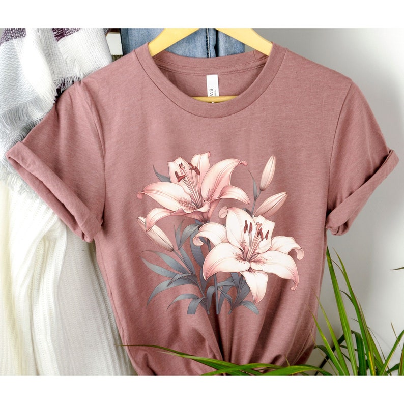 Floral Shirt, Trendy Spring Lily T Shirt, Mother's Day Arrangement ...