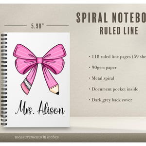 Custom Teacher Notebook Personalize Teacher Name Gift Coquette Pencil ...