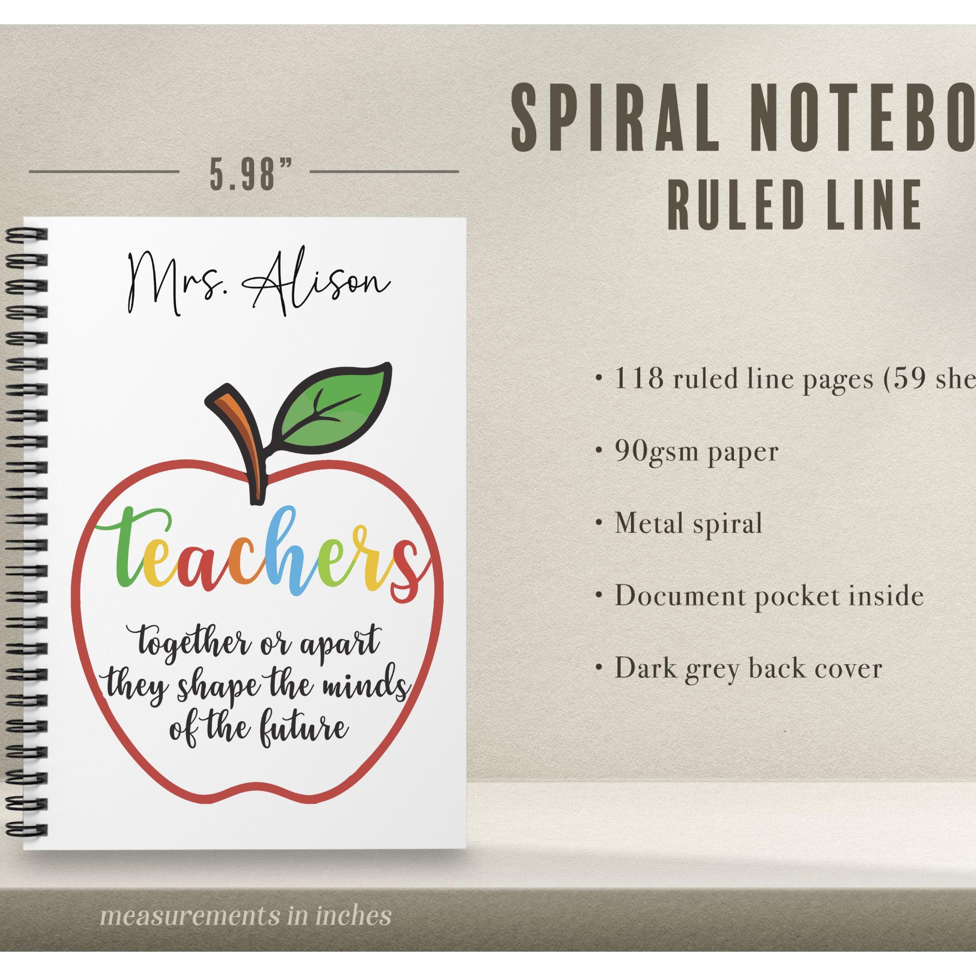 Custom Teacher Notebook Personalize Teacher Name Gift Teacher ...