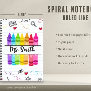 Personalize Teacher Name Notebook Customized Teacher Gift Idea Special ...