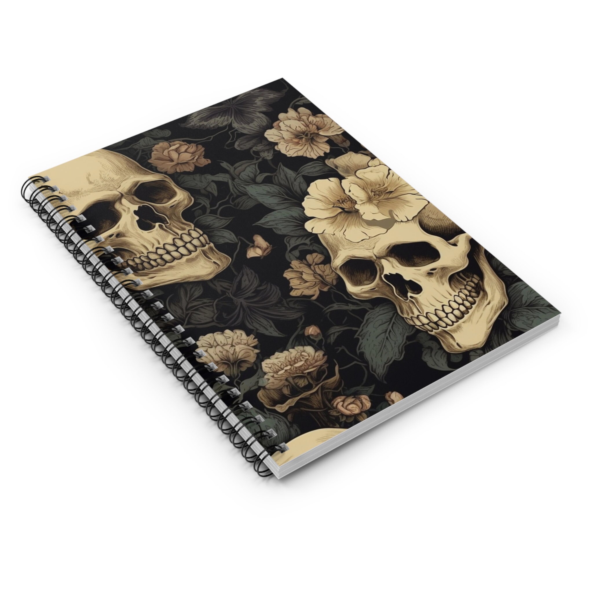 Skull and Flower Spiral Notebook Skulls and Flowers Gothic Notebook ...